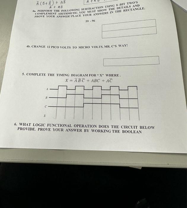 Solved Aˉ(B+AˉBˉ)+AB 43. PERFORM THE FOLLOWING SUBTRACTION | Chegg.com