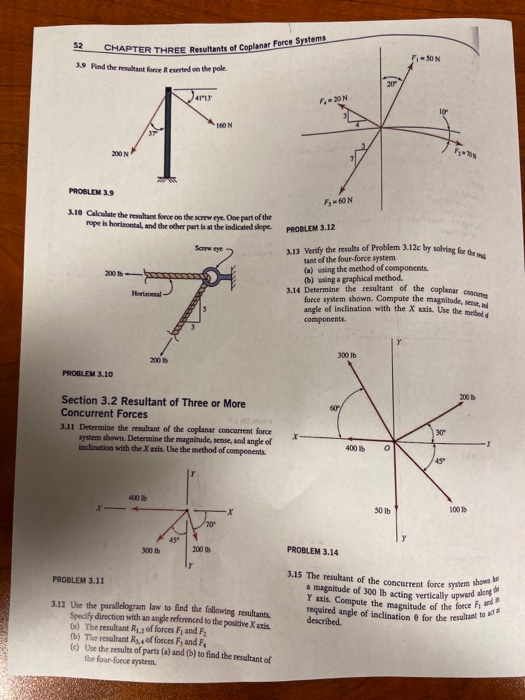 Solved CHAPTER THREE Resultants of Coplanar Force Systems 51 | Chegg.com