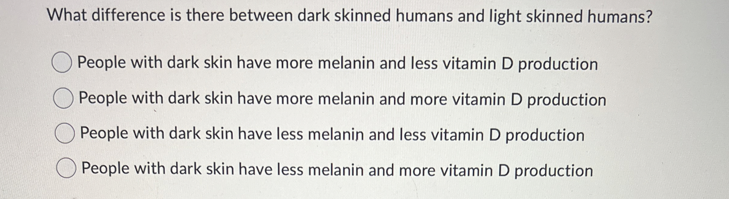 Solved What difference is there between dark skinned humans | Chegg.com
