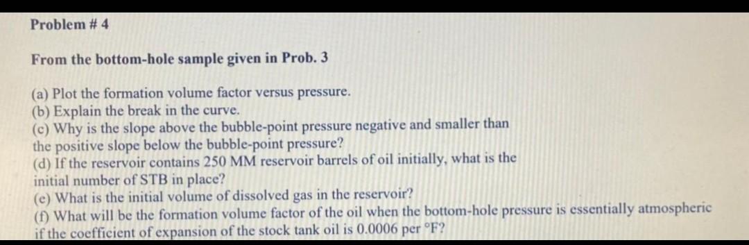 Solved Problem #4 From the bottom-hole sample given in Prob. | Chegg.com