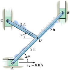 Solved 16–102. If the slider block A is moving to the right | Chegg.com