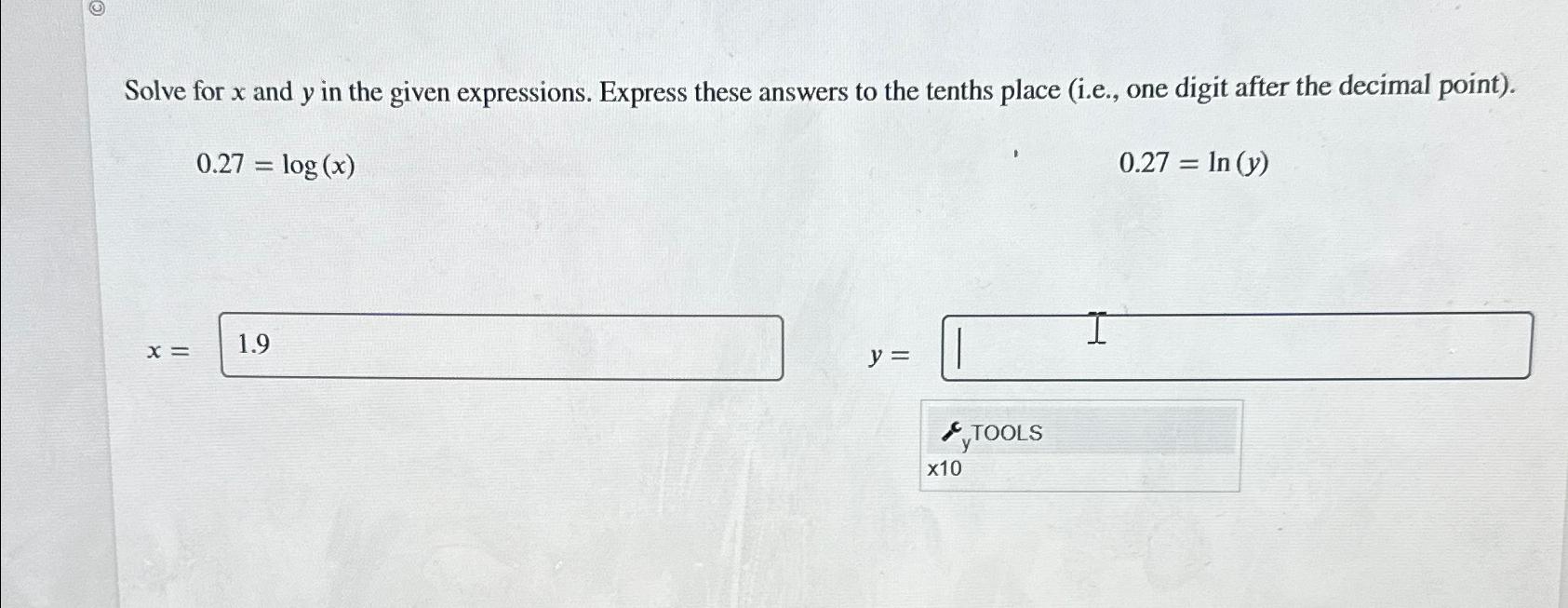 Solved Solve for x ﻿and y ﻿in the given expressions. Express | Chegg.com