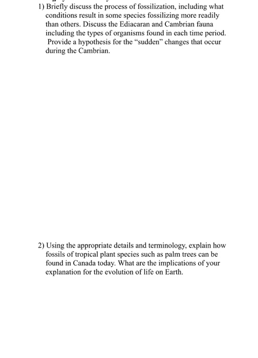 Solved 1) Briefly discuss the process of fossilization, | Chegg.com