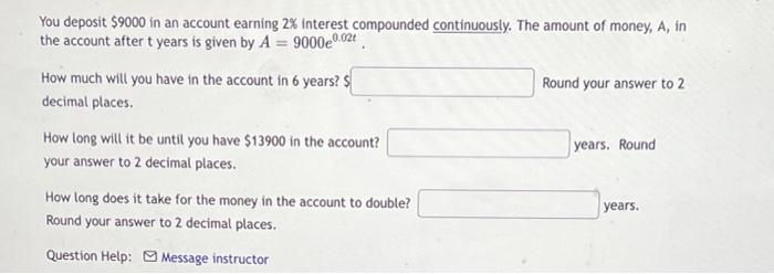 Solved You deposit $9000 in an account earning 2% interest | Chegg.com