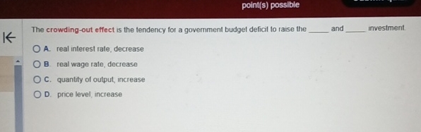 Solved point(s) ﻿possibleThe crowding-out effect is the | Chegg.com