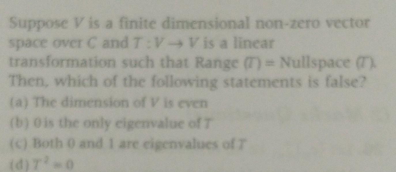 Solved Suppose V is a finite dimensional non-zero vector | Chegg.com