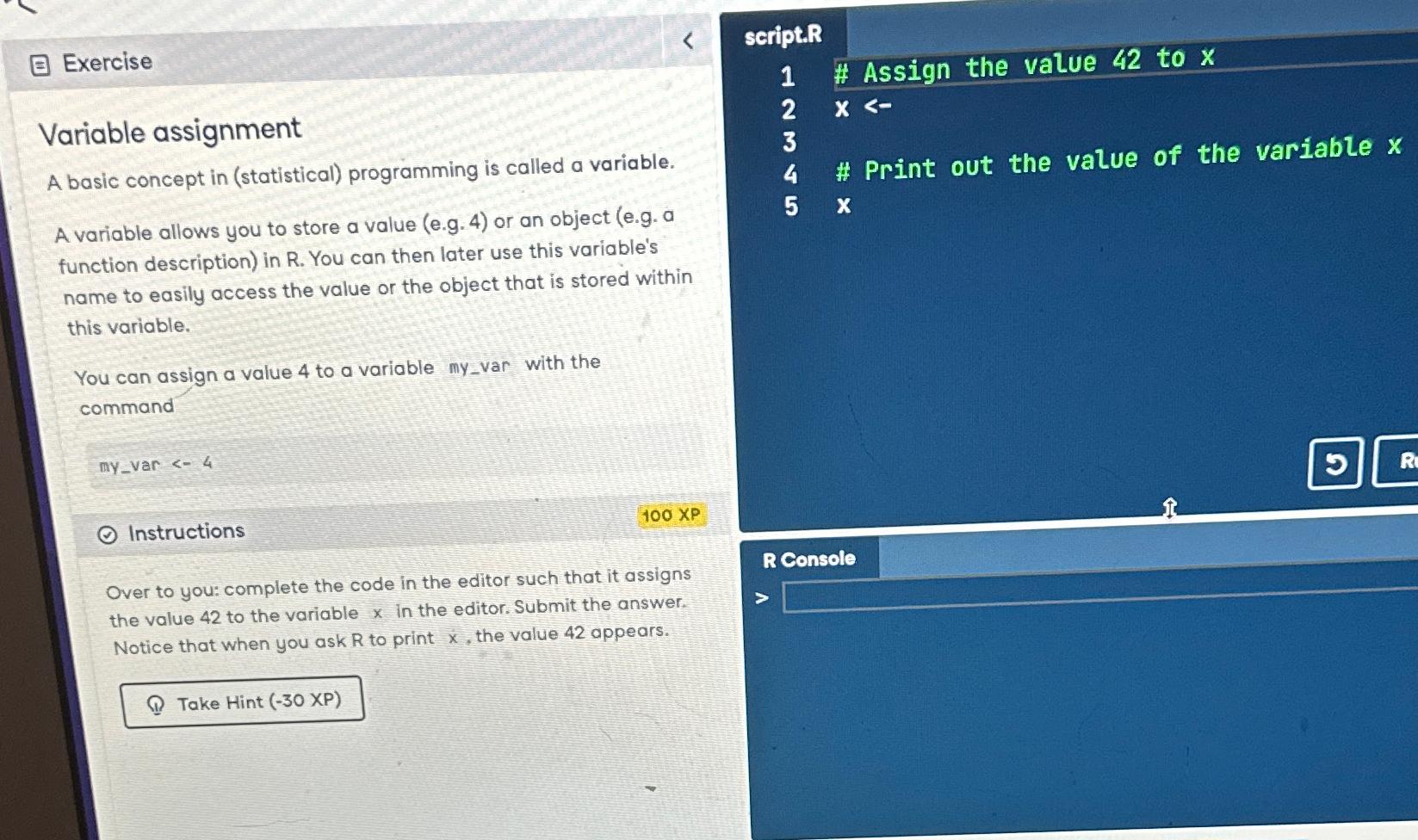 Solved . ﻿ExerciseVariable assignmentA basic concept in | Chegg.com