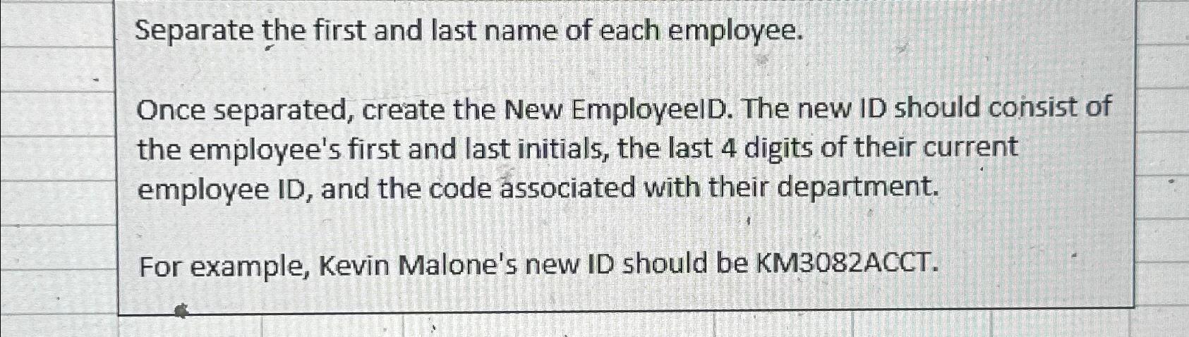 Solved Separate the first and last name of each | Chegg.com