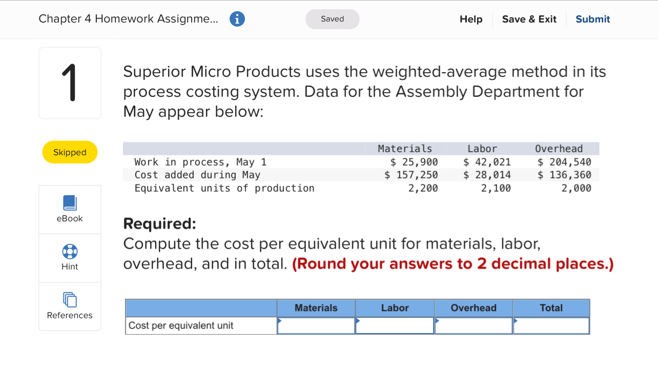 Solved 1Superior Micro Products uses the weighted-average | Chegg.com