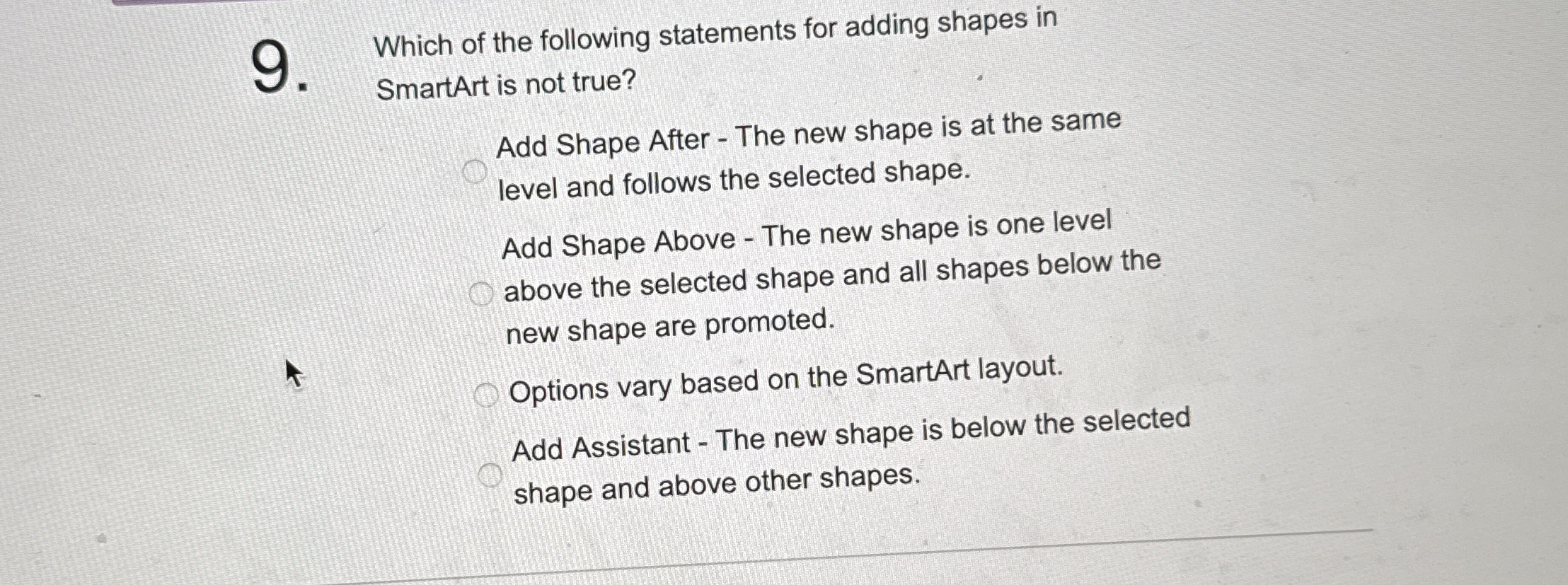Solved Which of the following statements for adding shapes | Chegg.com