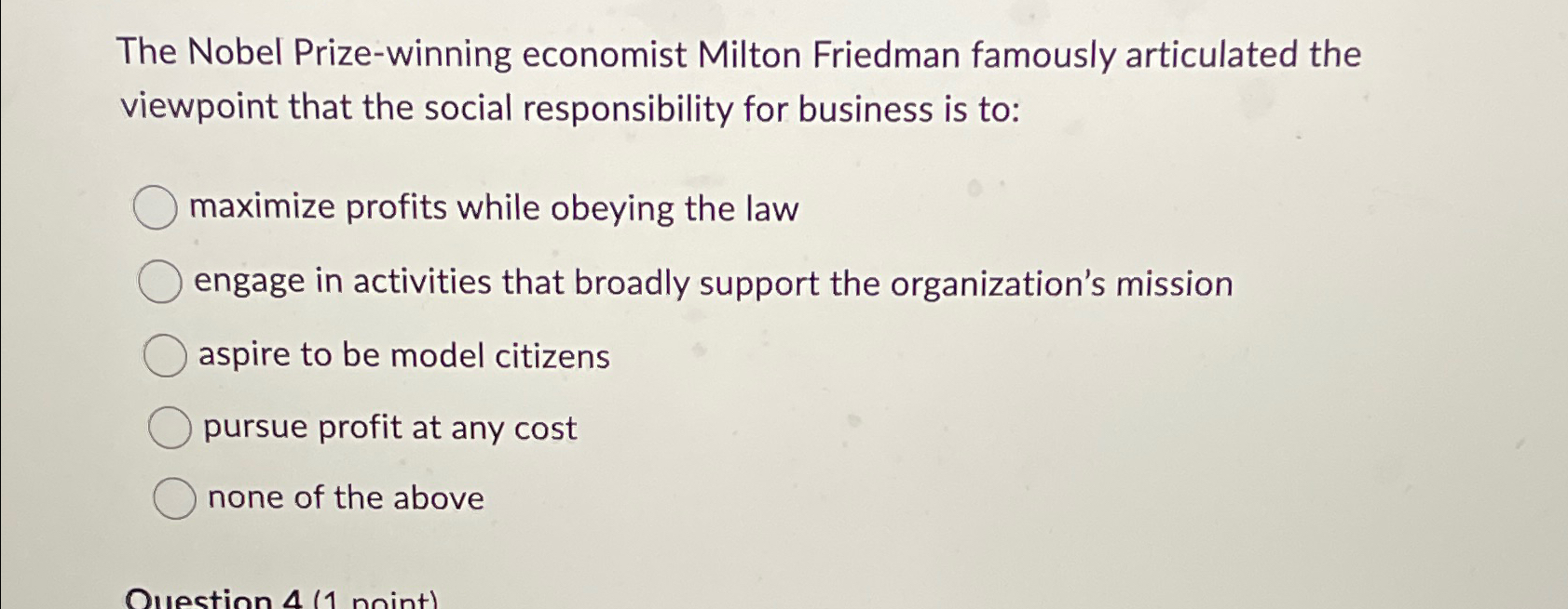 Solved The Nobel Prize-winning economist Milton Friedman | Chegg.com