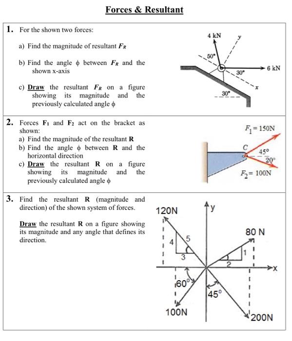 Solved Forces & Resultant 1. For the shown two forces: a) | Chegg.com