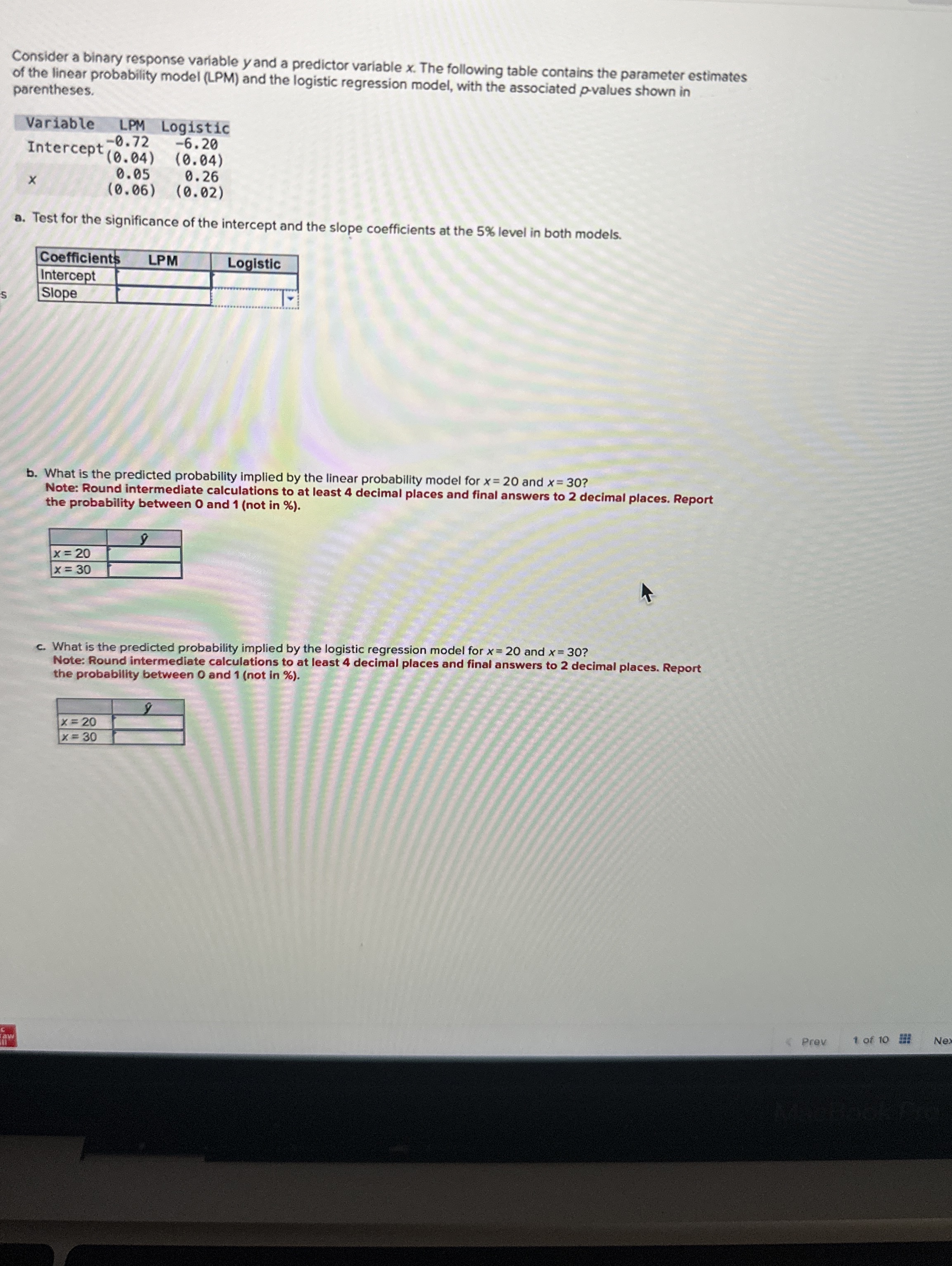 Solved Consider a binary response variable y ﻿and a | Chegg.com
