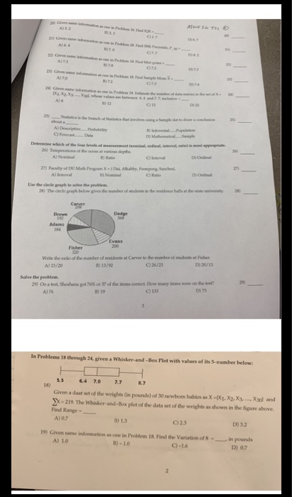 Solved A A Dec Determine which level of i ndia interval 2) | Chegg.com
