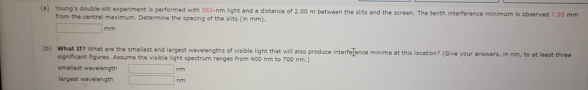 Solved from the central maximum. Determine the spacing of | Chegg.com