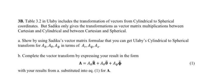 Solved: 3B. Table 3.2 In Ulaby Includes The Transformation... | Chegg.com