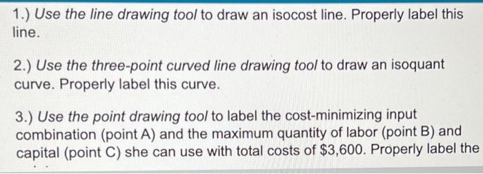 Solved 1.) Use the line drawing tool to draw an isocost | Chegg.com Solved 1.) Use the line drawing tool to draw an isocost | Chegg.com