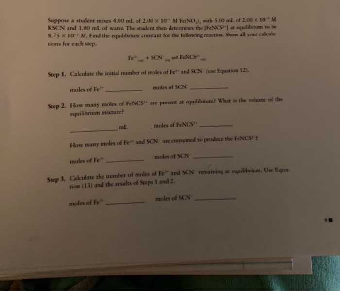Solved Suppose a student mixes 4.00 ml. of 2.00 x 10- M | Chegg.com