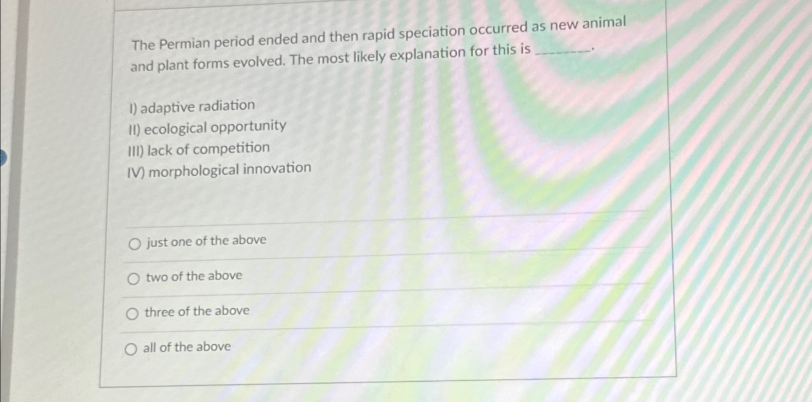 Solved The Permian period ended and then rapid speciation | Chegg.com