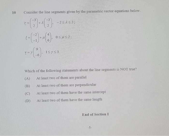 Solved Consider the line segments given by the parametric | Chegg.com