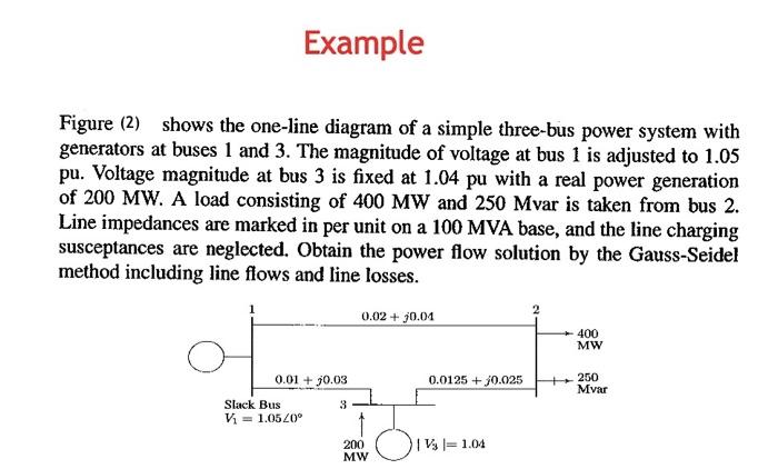 Solved Example Figure (2) shows the one-line diagram of a | Chegg.com