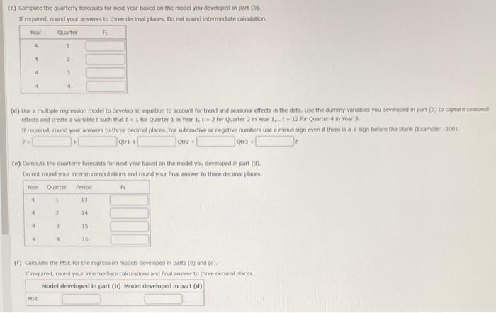 Solved Consider the following time series data. (a) Choose | Chegg.com