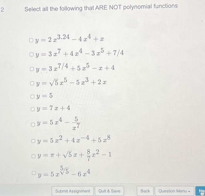 Solved Select all the following that ARE NOT polynomial | Chegg.com