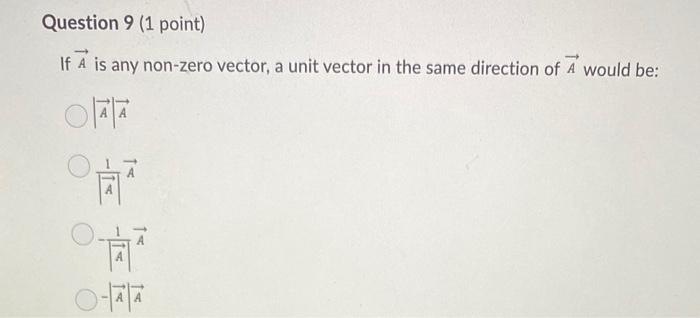 Solved If A is any non-zero vector, a unit vector in the | Chegg.com