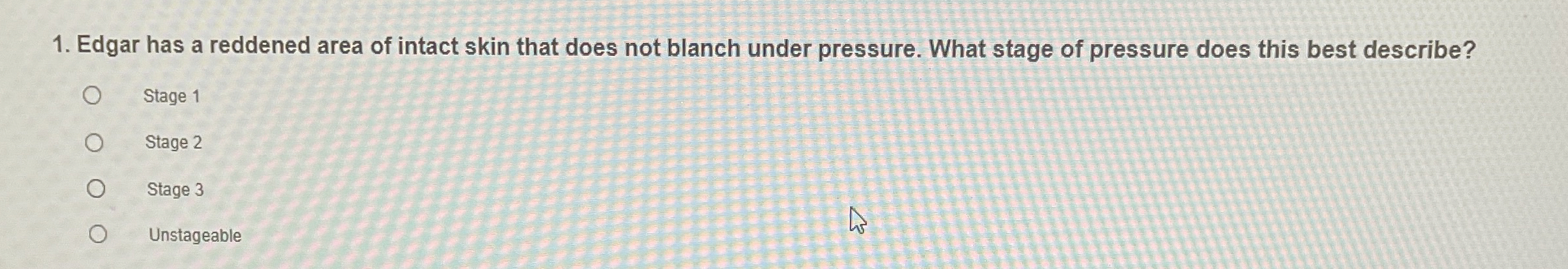 Solved Edgar has a reddened area of intact skin that does | Chegg.com