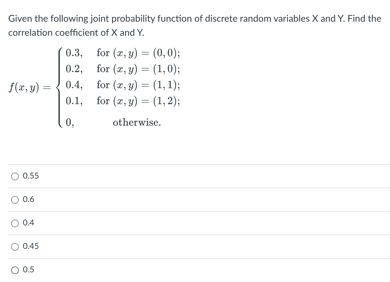 Solved Given the following joint probability function of | Chegg.com