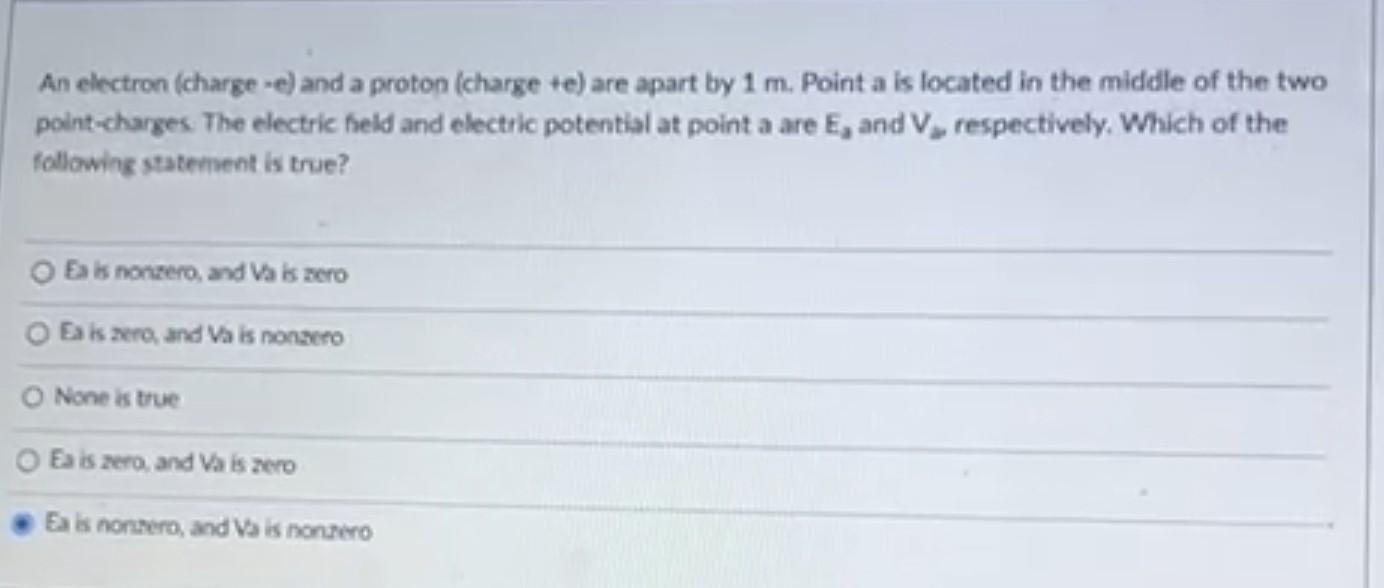 Solved An Electron Charge E And A Proton Charge Te Are