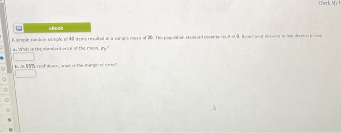 Solved A simple random sample of 40 items resulted in a | Chegg.com