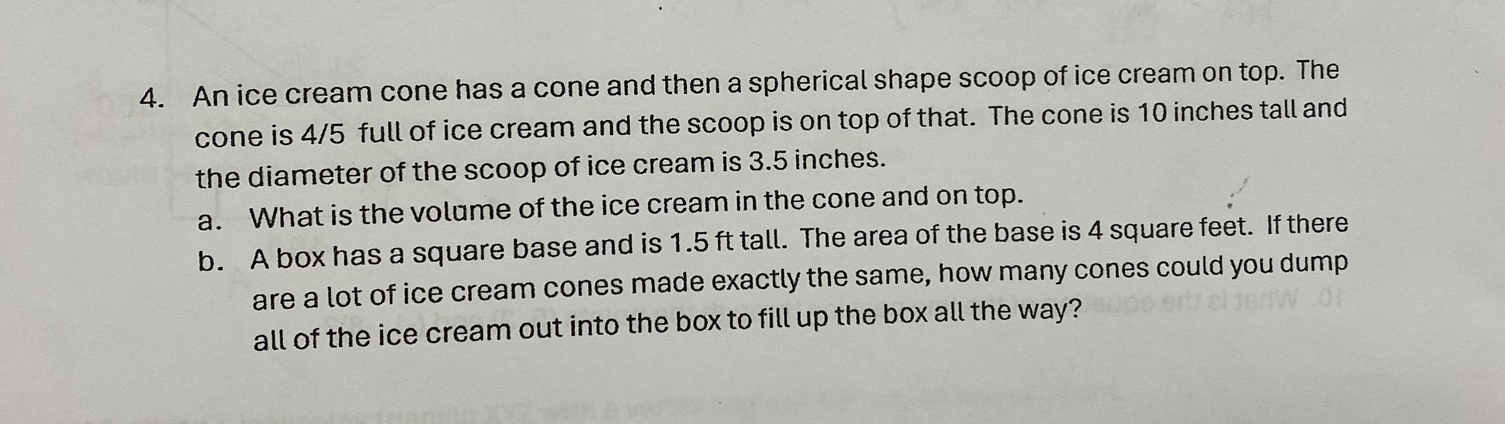 Solved An ice cream cone has a cone and then a spherical | Chegg.com