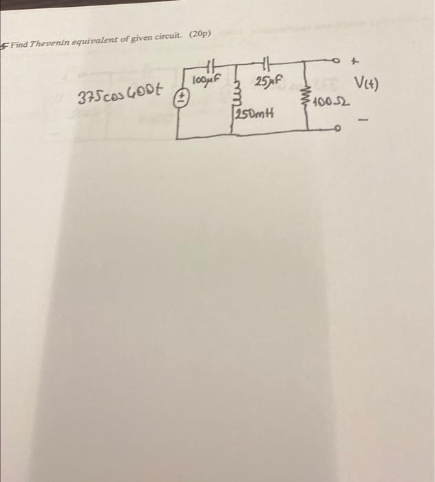 Solved FFind Thevenin equivalent of given circuit. (20p) | Chegg.com