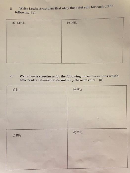Solved Write Lewis structures that obey the octet rule for | Chegg.com