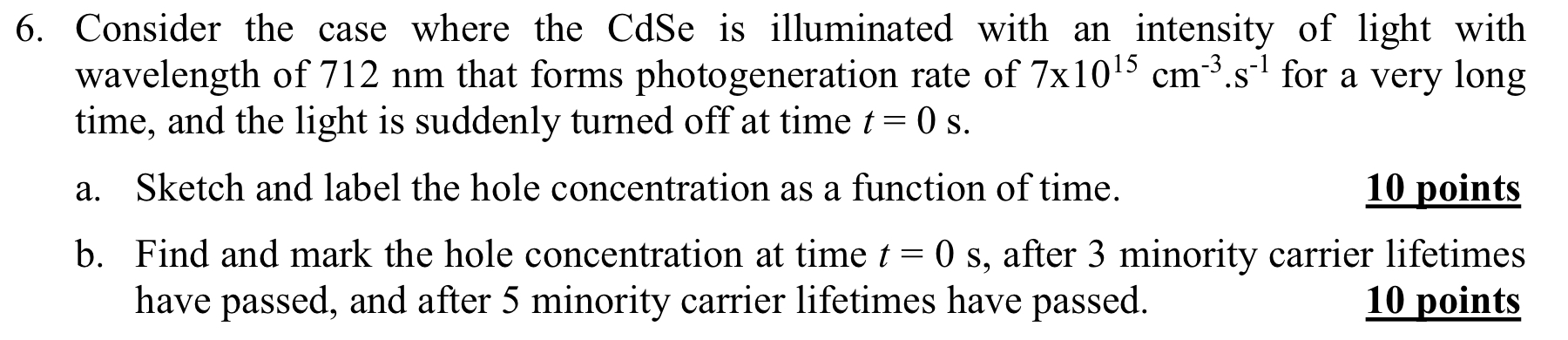 Solved Consider the case where the CdSe is illuminated with | Chegg.com