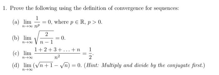 Solved 1. Prove the following using the definition of | Chegg.com
