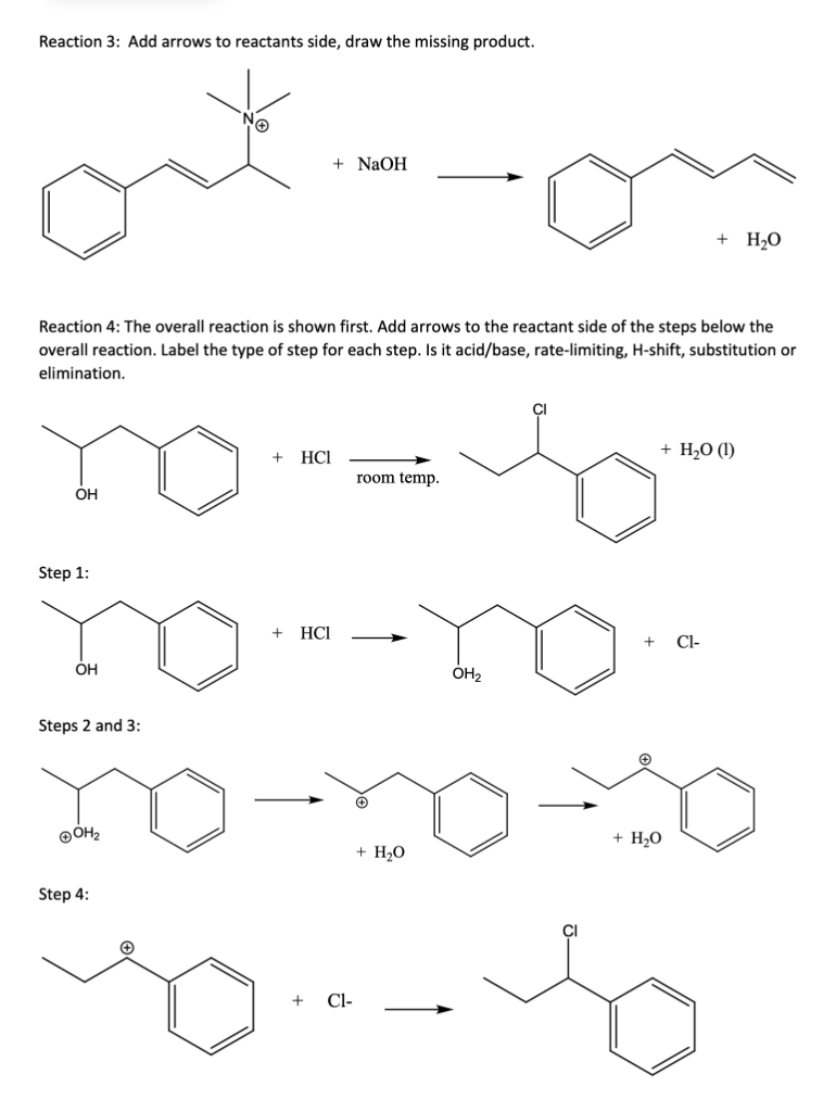 Solved Reaction 3: Add arrows to reactants side, draw the | Chegg.com