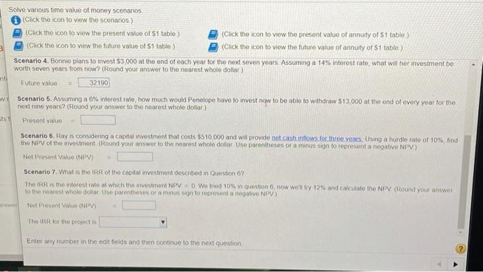 Solved Solvo various time value of money scenarios (Click | Chegg.com