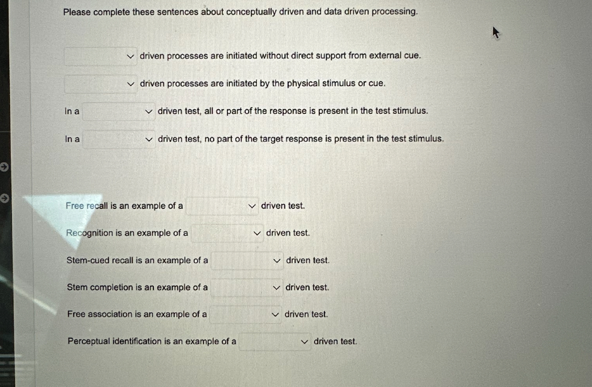 Solved Please complete these sentences about conceptually | Chegg.com