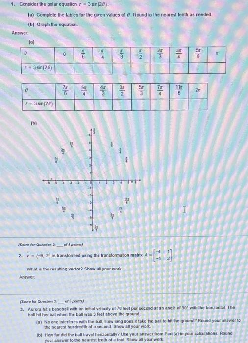 Solved 1. Consider the polar equation r=3sin(2θ). (a) | Chegg.com