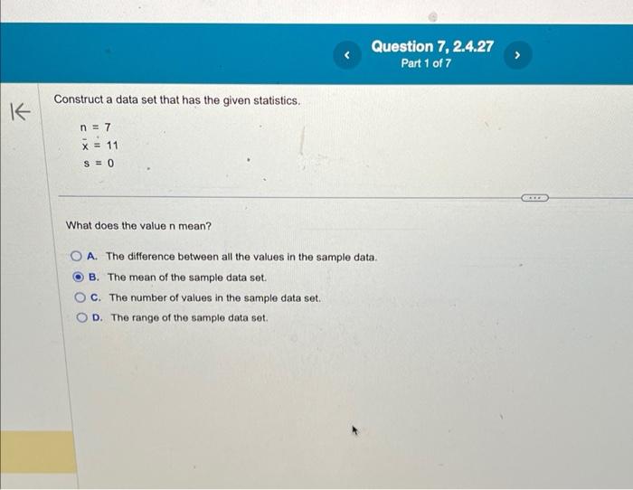 Solved Construct a data set that has the given statistics. | Chegg.com