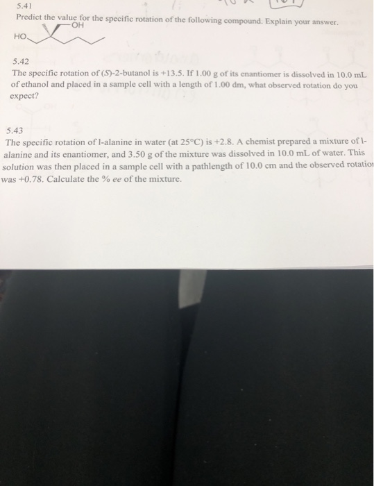 Solved 5.41 Predict the value for the specific rotation of | Chegg.com