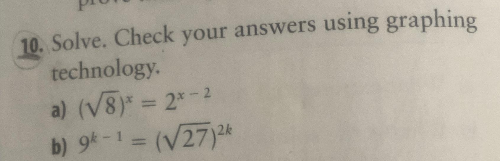 Solved Solve. Check your answers using graphing | Chegg.com