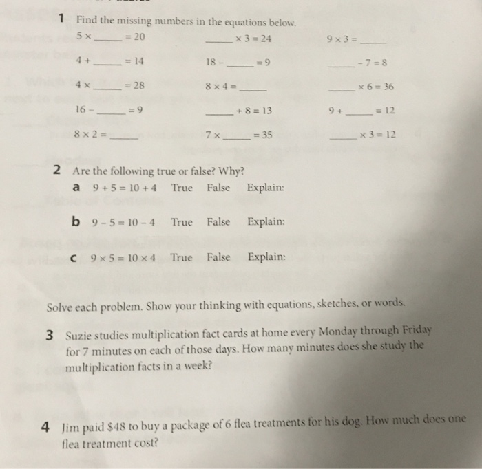 Solved 1 Find the missing numbers in the equations below. | Chegg.com