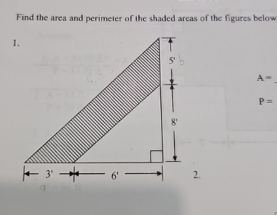 Solved Find the area and perimeter of the shaded areas of | Chegg.com