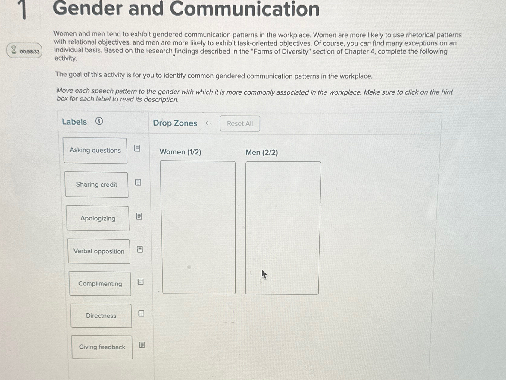 Solved 1 ﻿Gender and CommunicationWomen and men tend to | Chegg.com