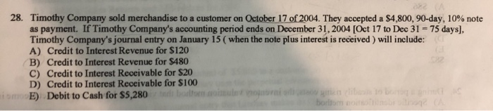 Solved 28. Timothy Company sold merchandise to a customer on | Chegg.com
