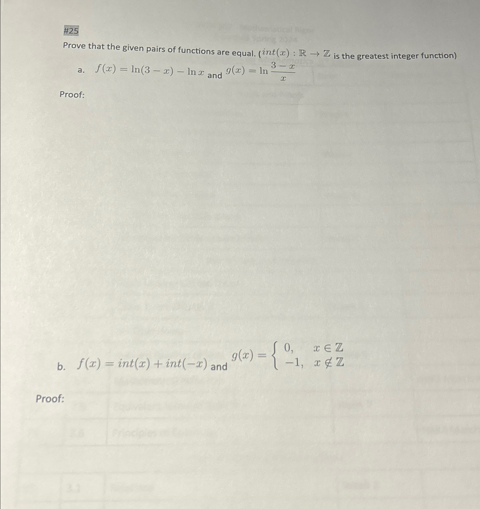 Solved #25Prove that the given pairs of functions are equal. | Chegg.com