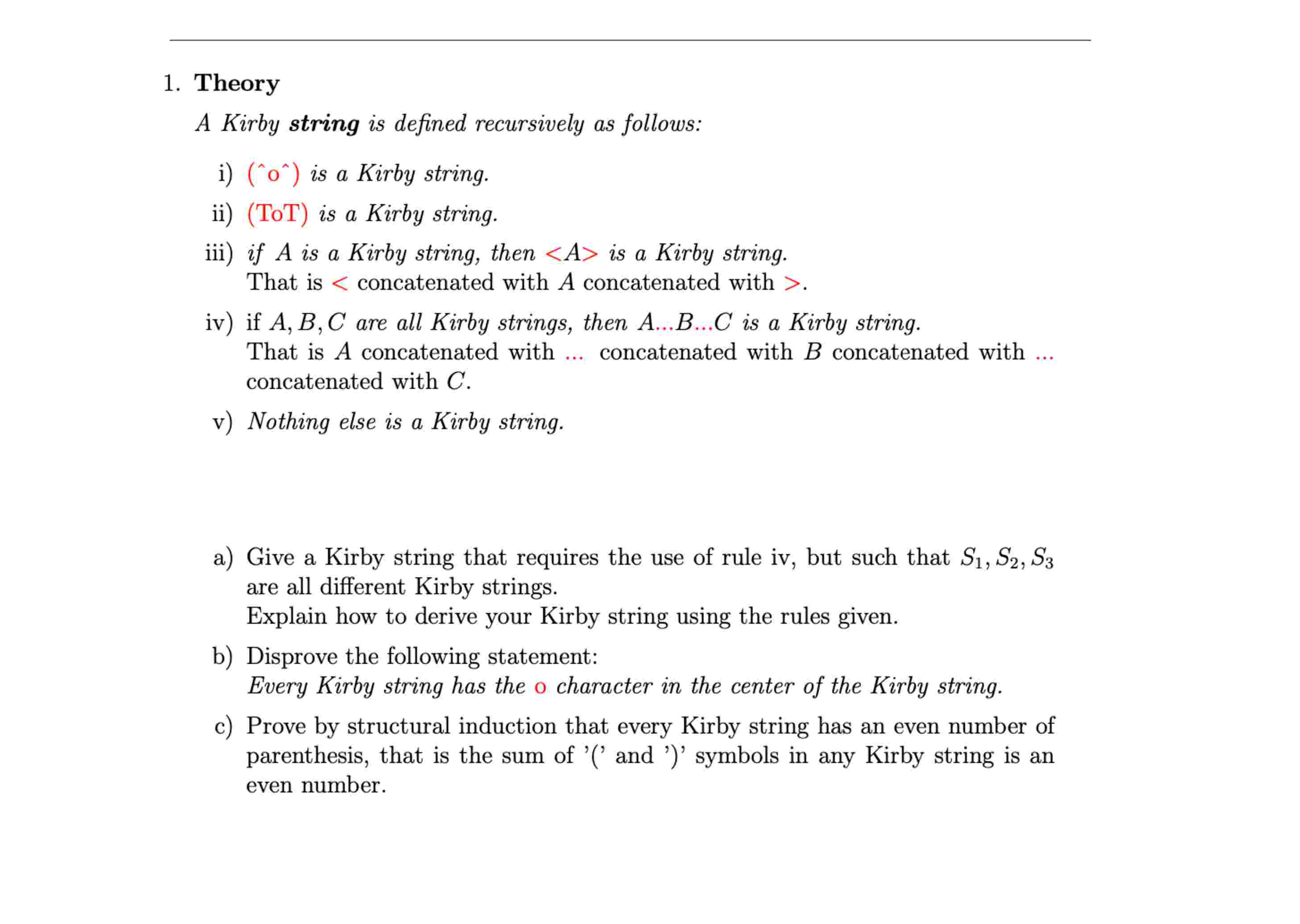 Solved TheoryA Kirby string is ﻿defined recursively as | Chegg.com